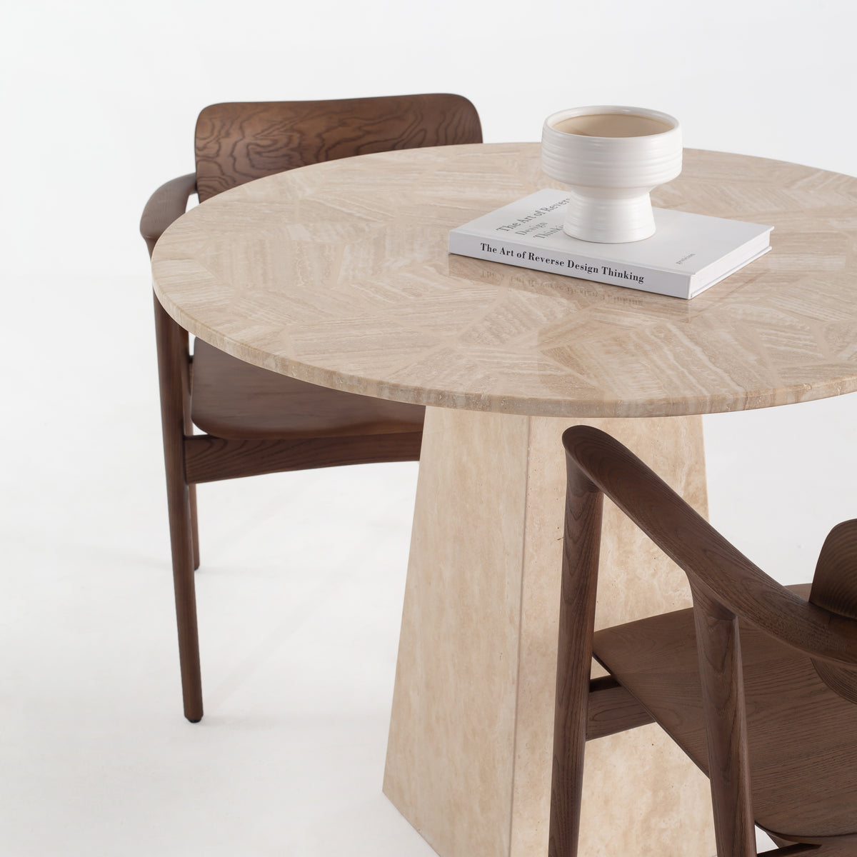 Winika Dining Table Puzzle Travertine Base Round Stone Modern Design ...