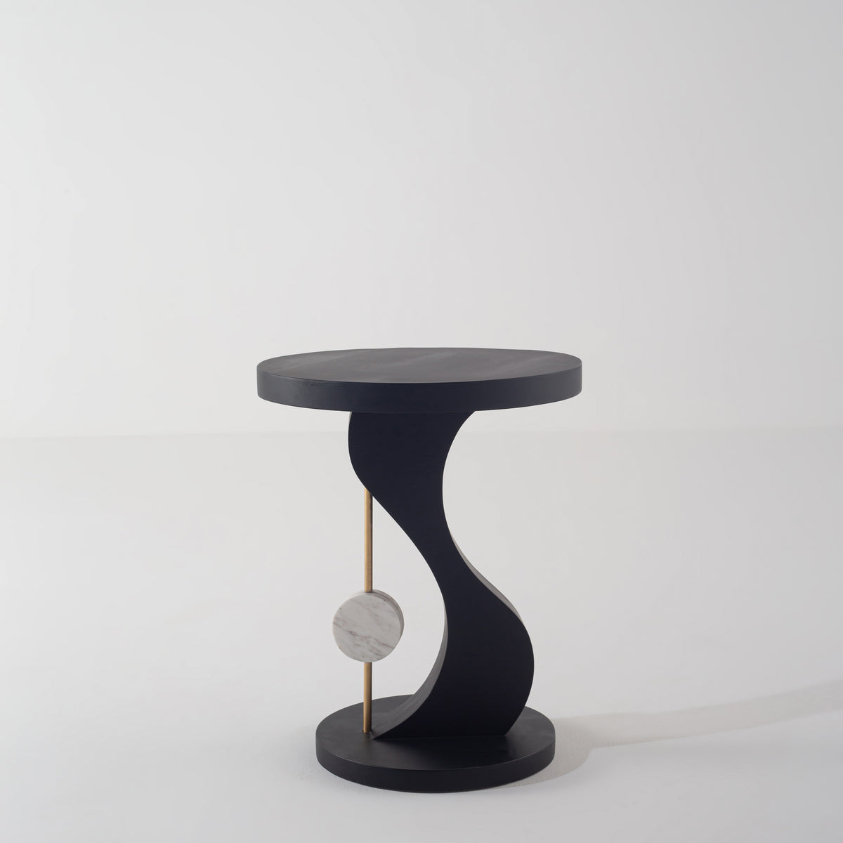 Ovidia Black Painted Wood Side Table with Sculptural Curved Base – Homekode