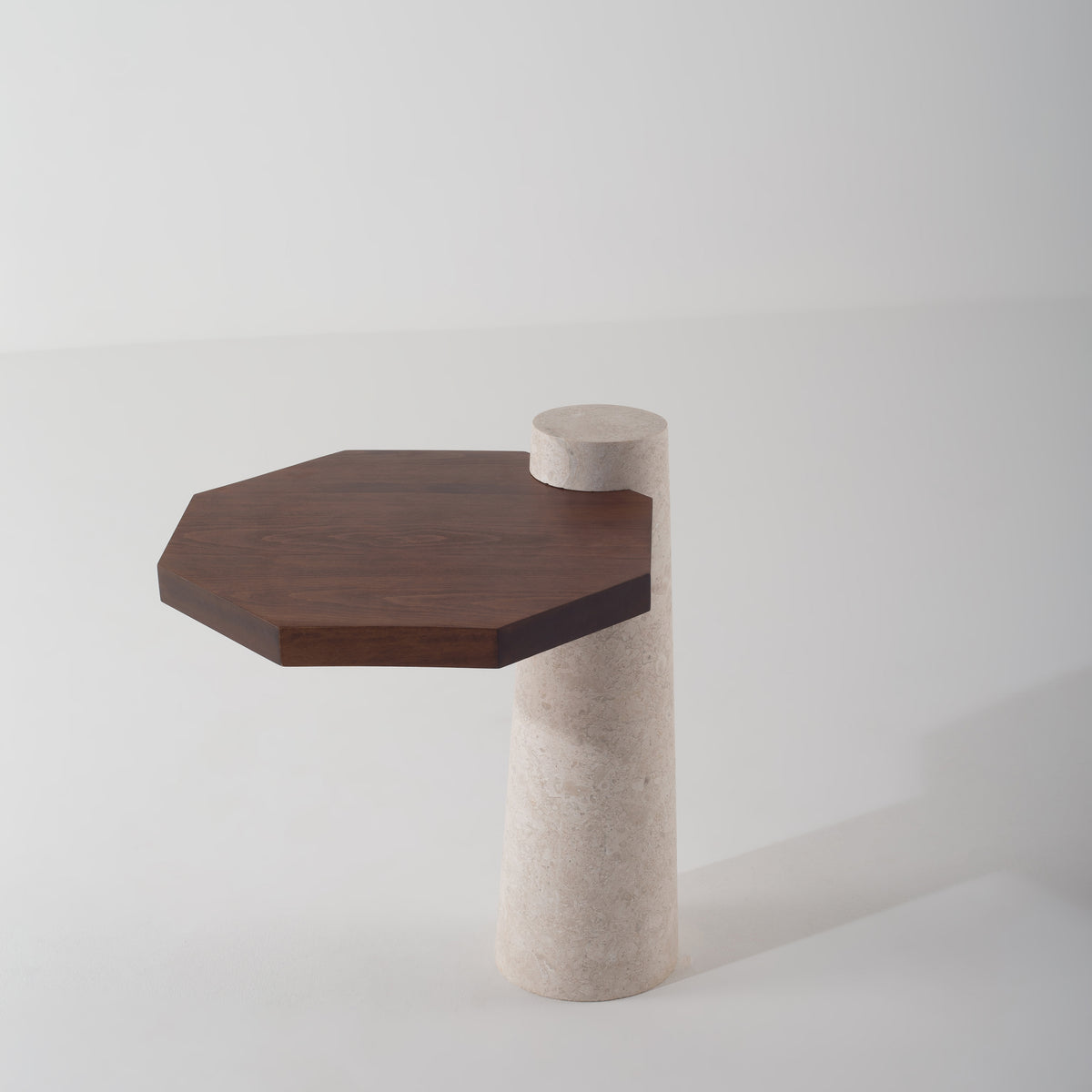 Delmara Octagon Wood Side Table with Sculpted Stone Base – Homekode