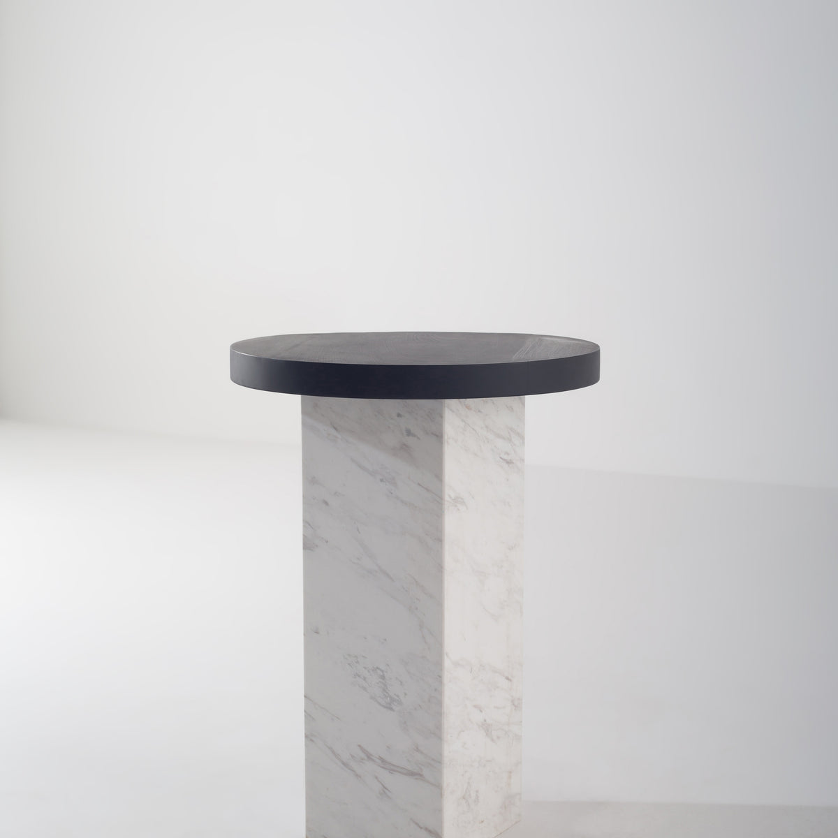 Cirilla Black Painted Wood Side Table with Marble Base Modern Accented ...