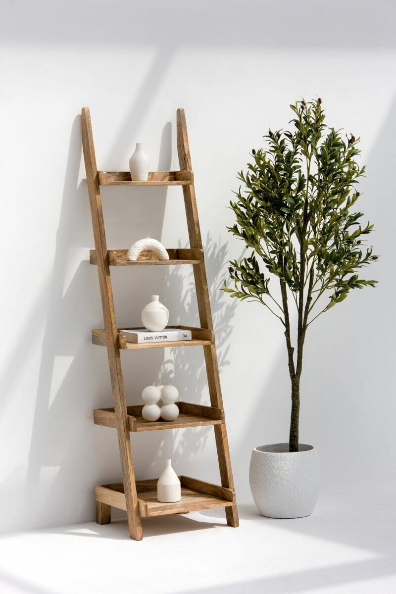Mango Wood Ladder Shelves - Homekode
