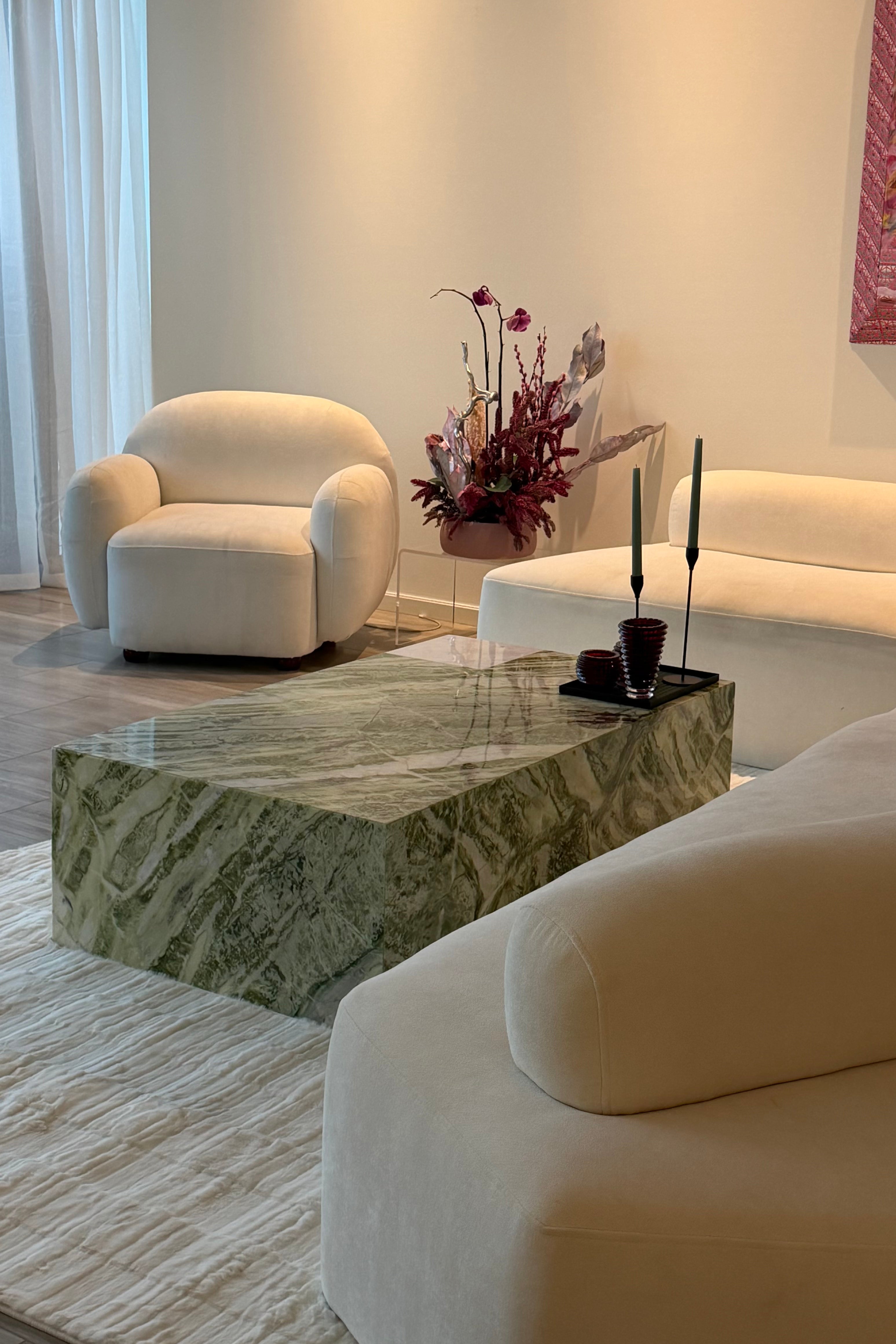Make Your Space Stand Out with a Sculptural Green Marble Coffee Table ...