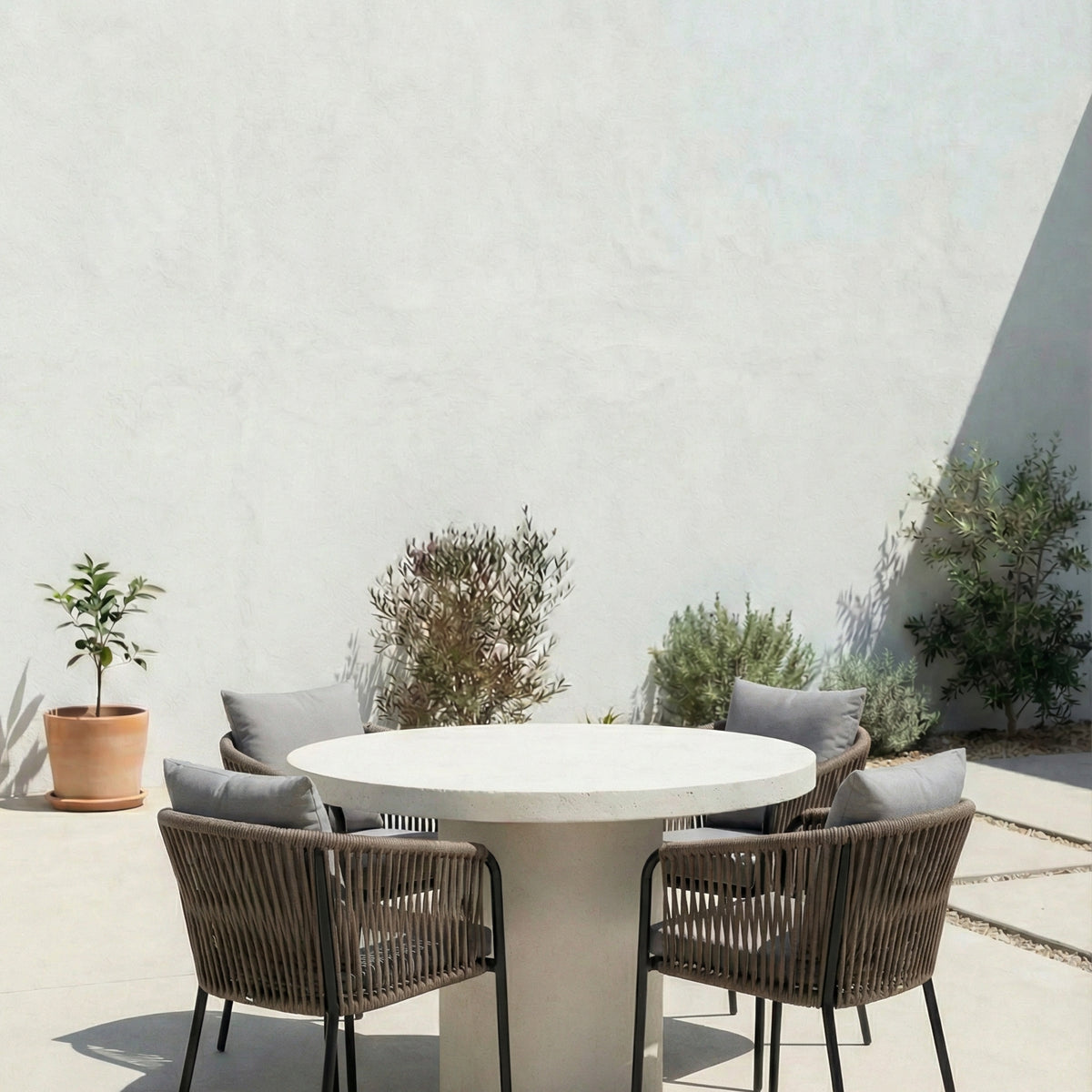 Funda Off White Microconcrete Outdoor Dining Table – Homekode