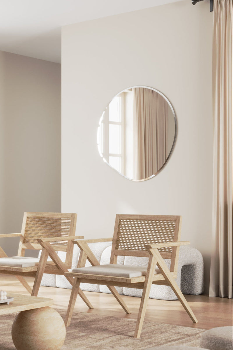 Gleam Asymmetric Round LED Wall Mirror — Soft Backlit Glow Design ...