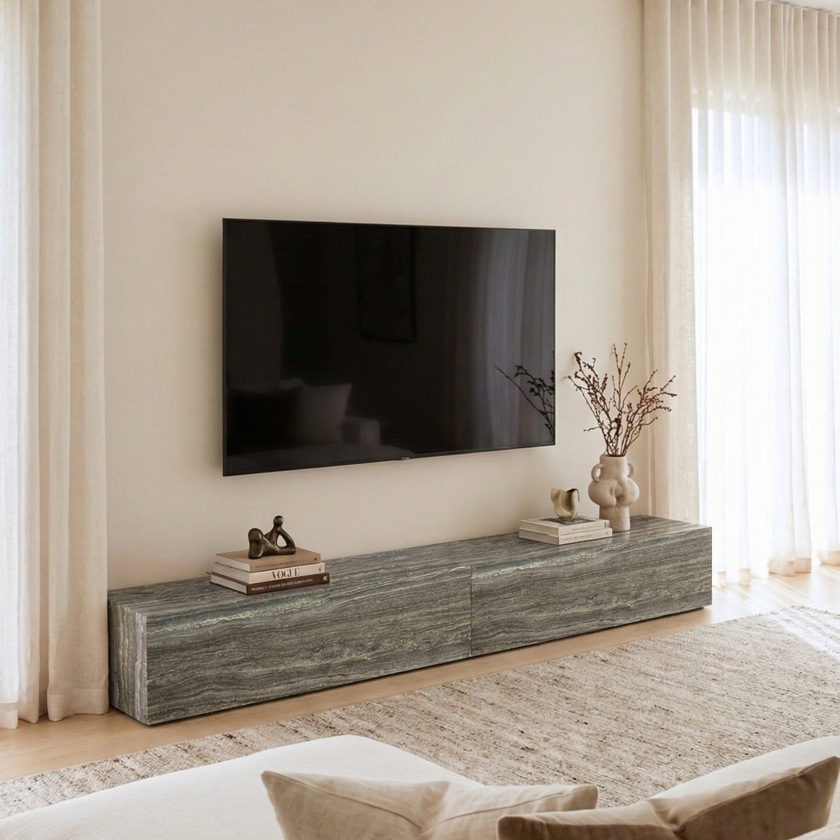 Hellenic Grey Travertine Classic TV Unit | Luxury European Design ...