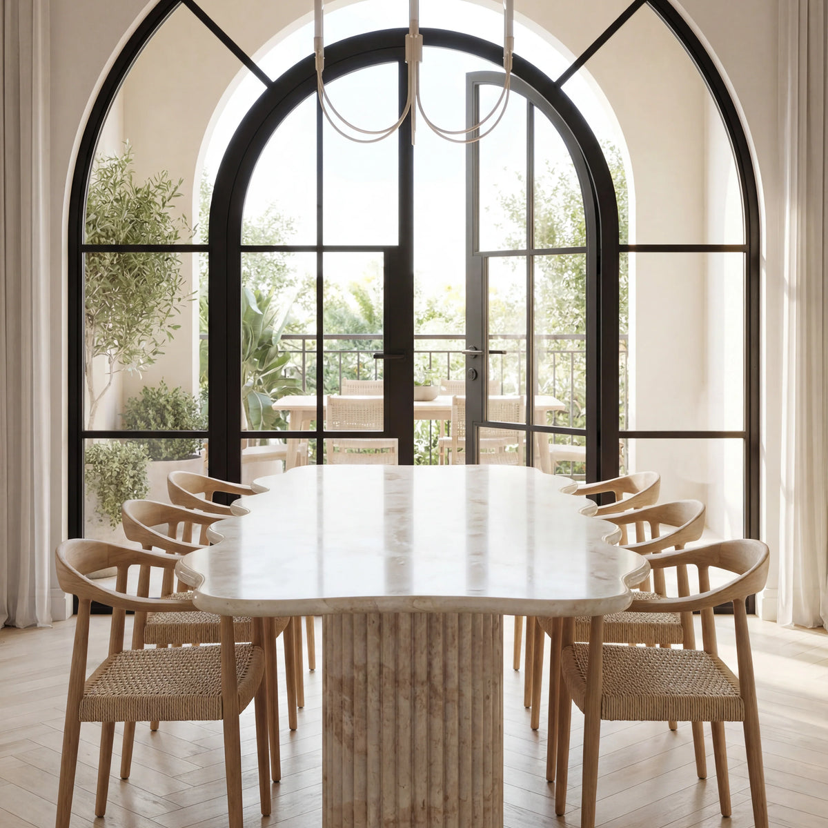 Orvieto Jerusalem Stone Irregular Top Dining Table for Mediterranean ...