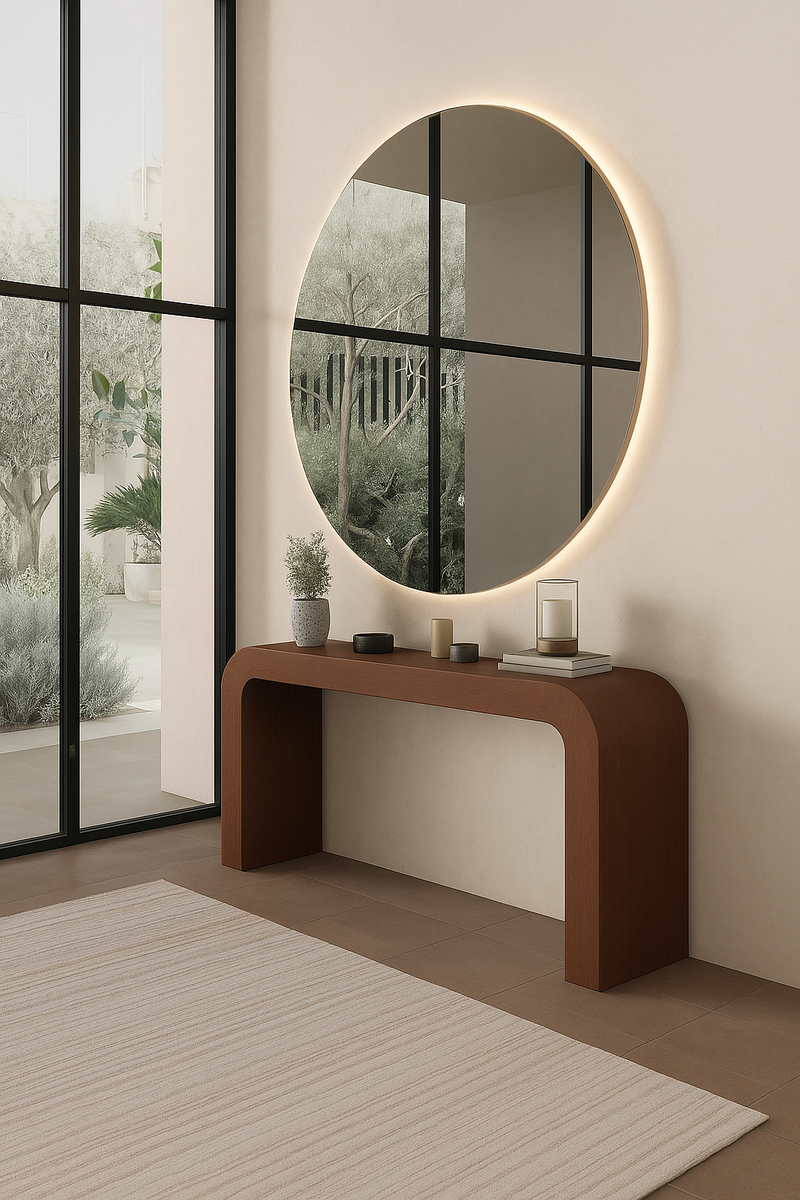Kuzmina Mocha Microconcrete Console Table – Minimalist Stone Accent ...