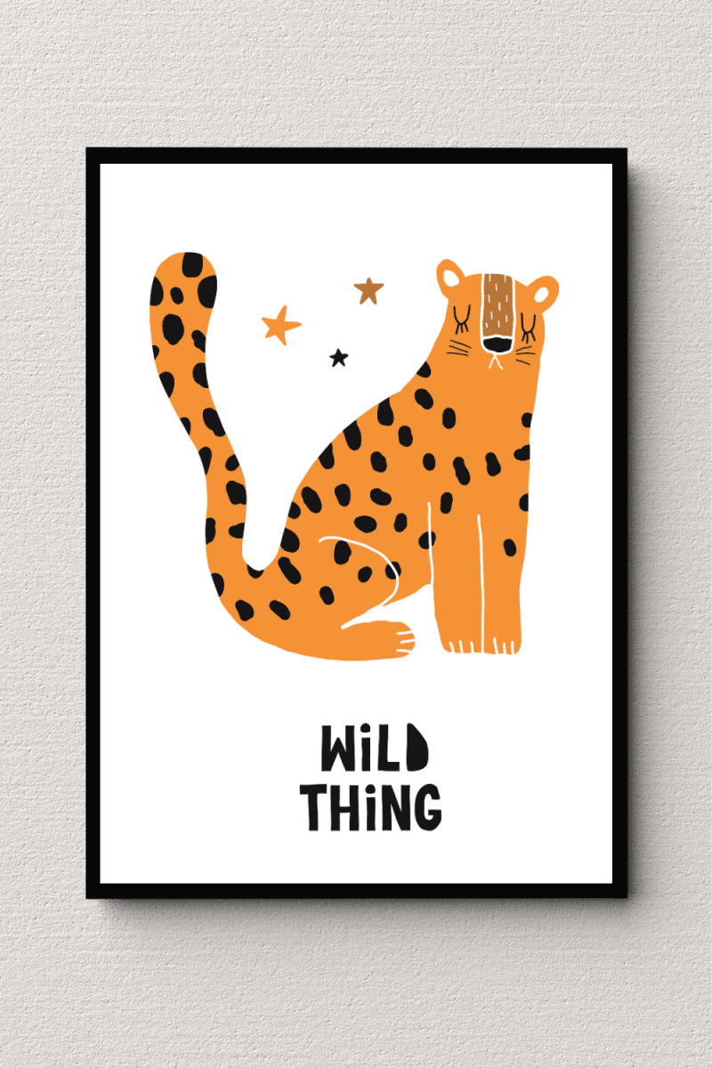 Midnight Roar Wall Art with Stylized Leopard and Playful Star Motifs ...
