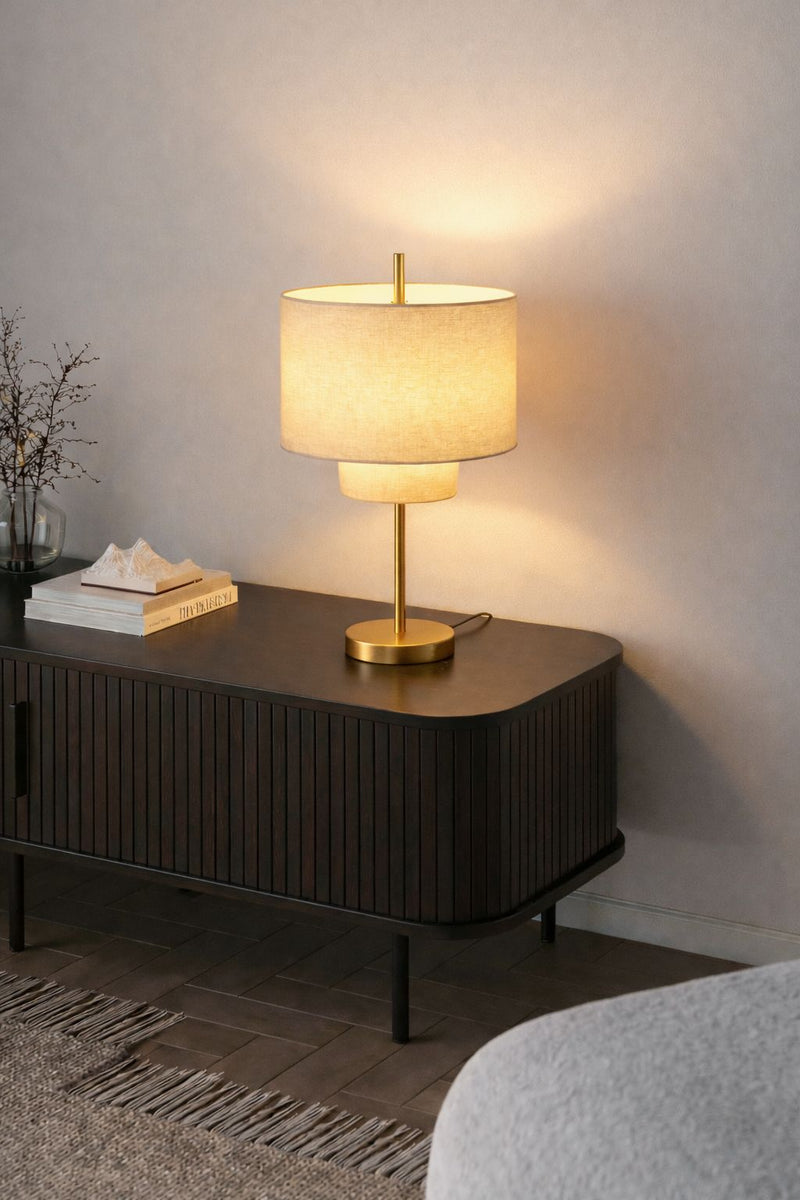 Liora Gold Table Lamp | Modern Fabric Shade Lighting – Homekode