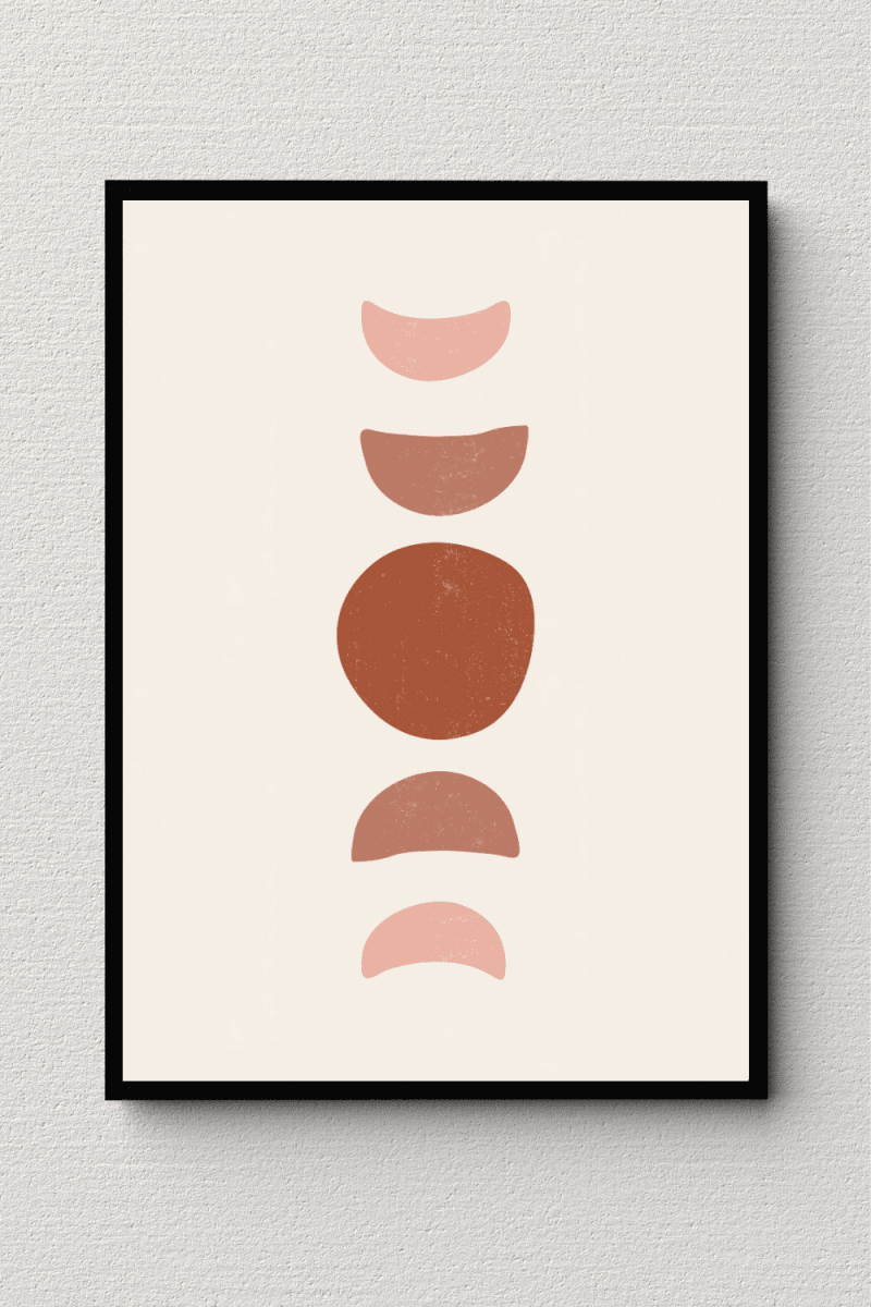 Luna Phases Wall Art with Earthy Tones and Geometric Moon Shapes – Homekode