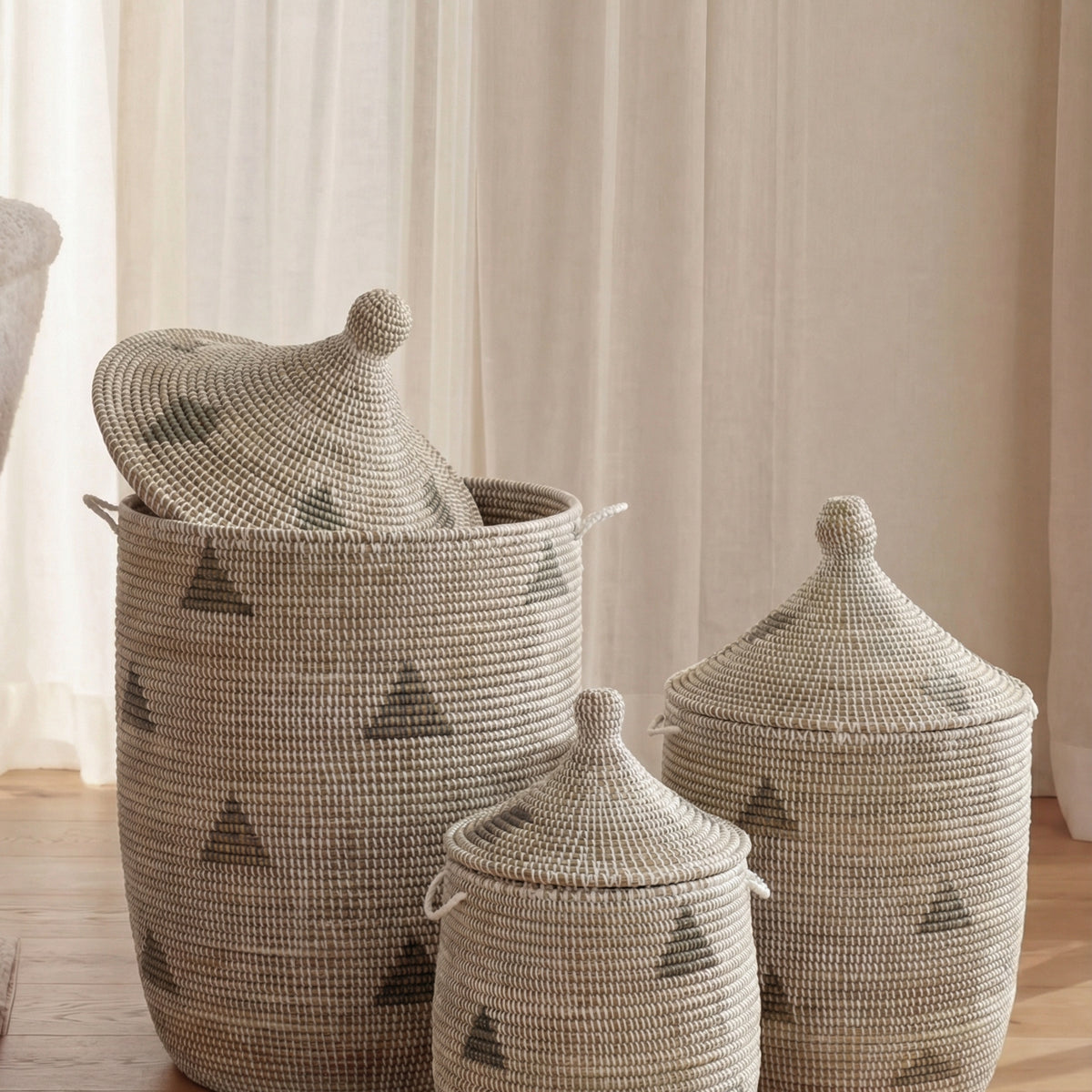 Elevate Storage with the Maisha White and Brown Triangle Basket – Homekode