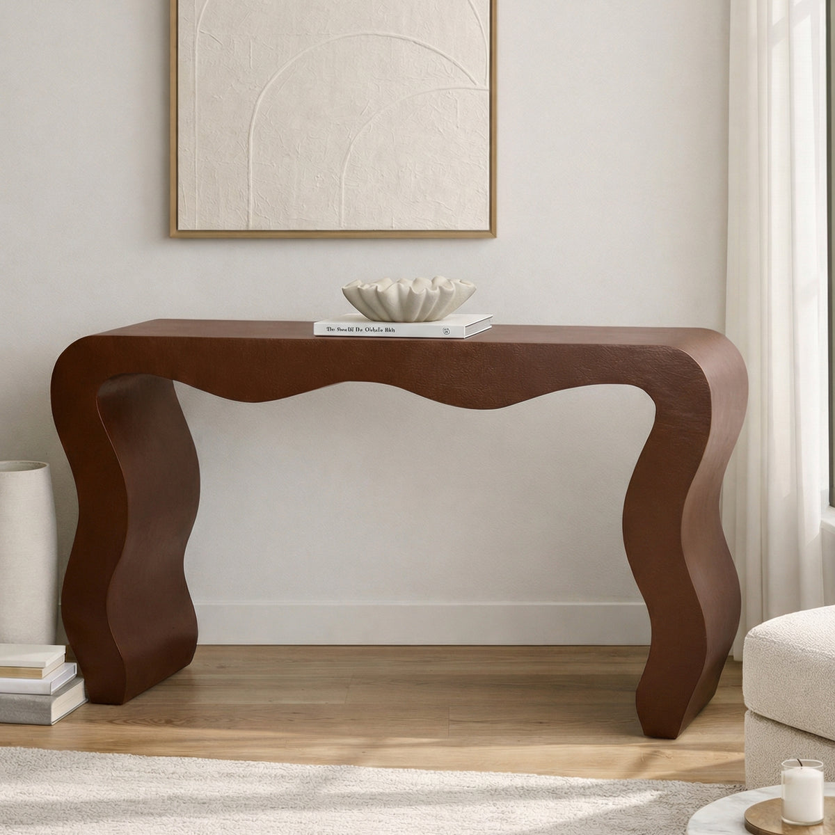 Marelle Mocha Sculptural Console Table Modern European Design – Homekode