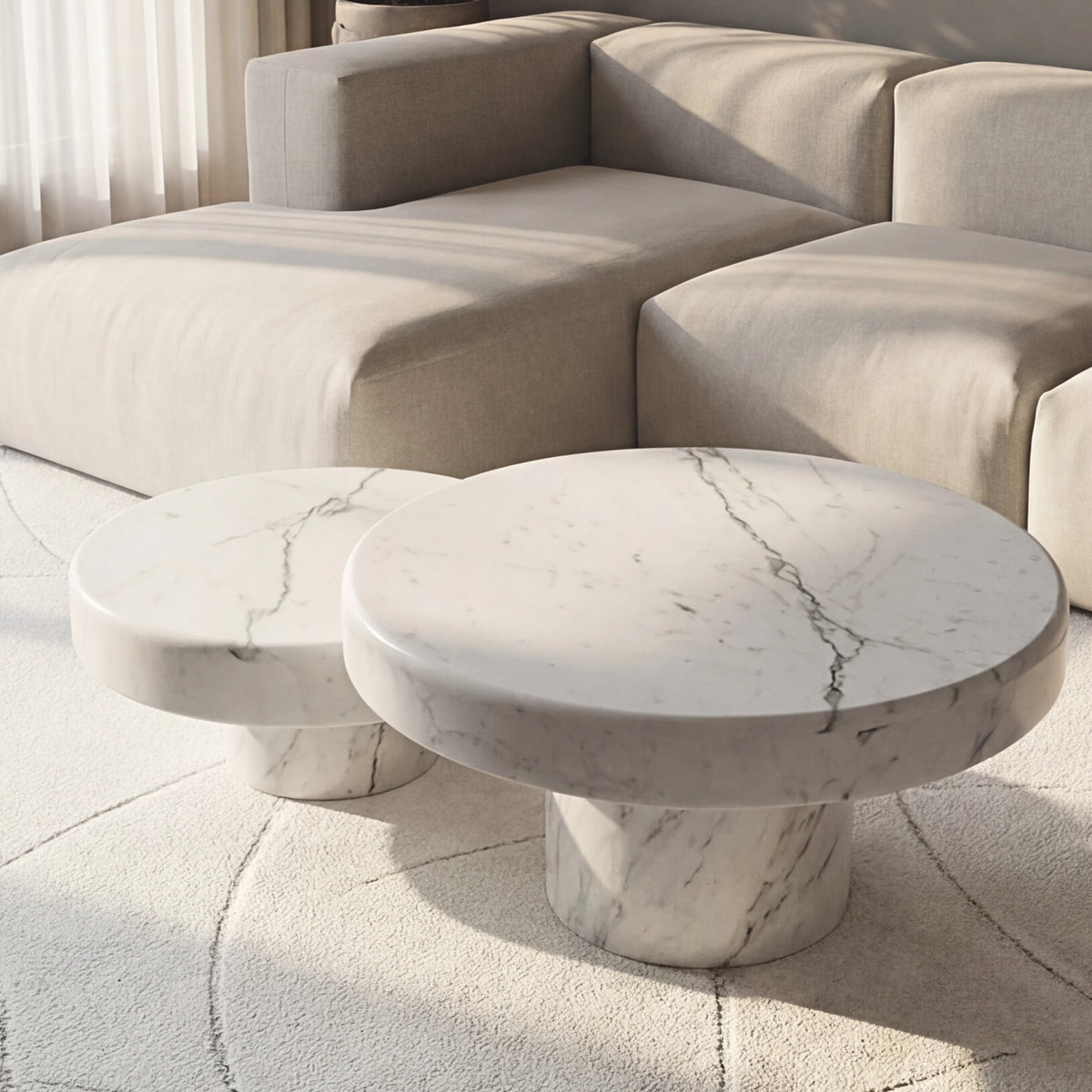 Style Your Living Room with a Calacatta Marble Round Coffee Table ...