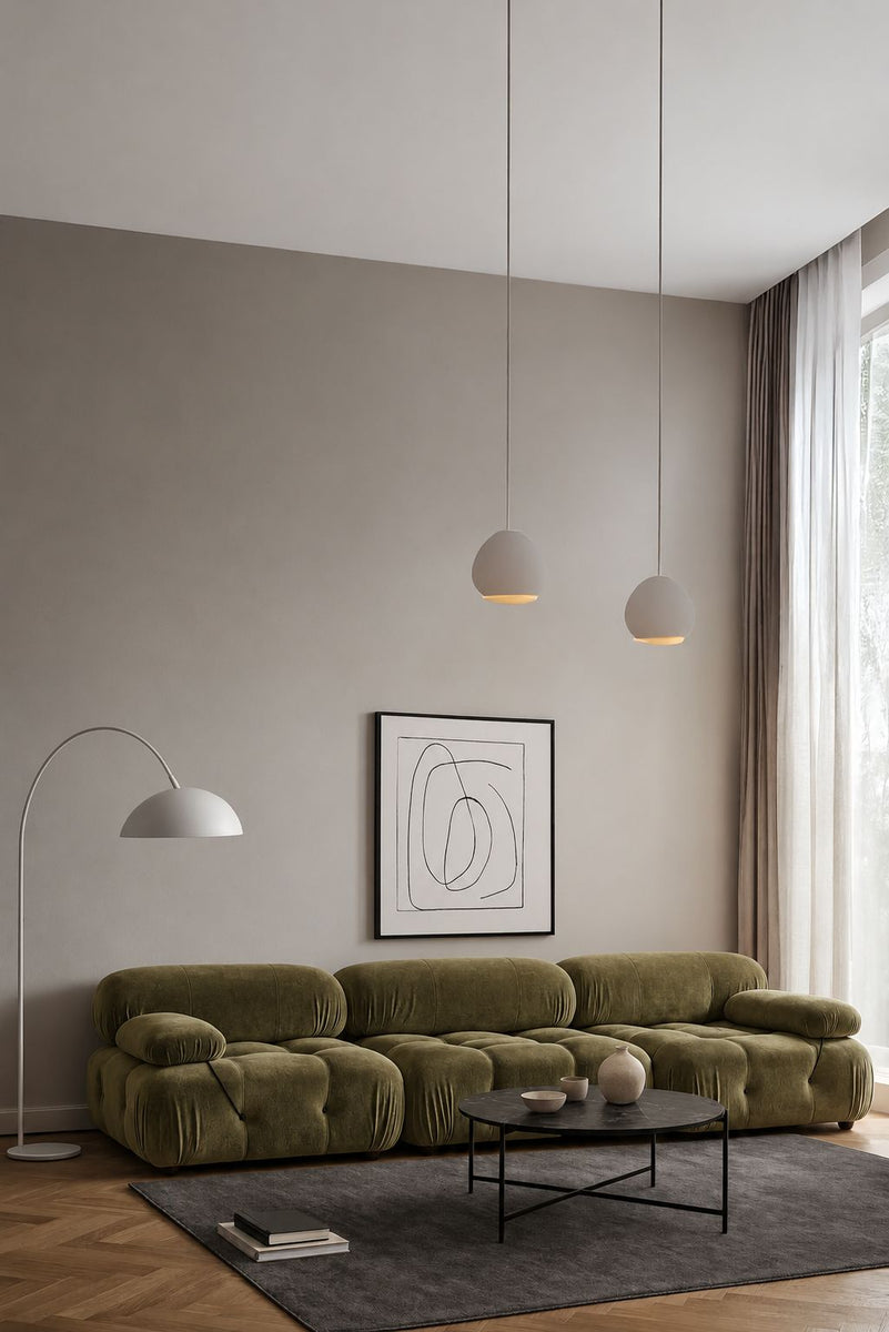 Nuvola Deep Green Velvet 3-Seater Sofa Plush Tufted Modern Living Sofa ...