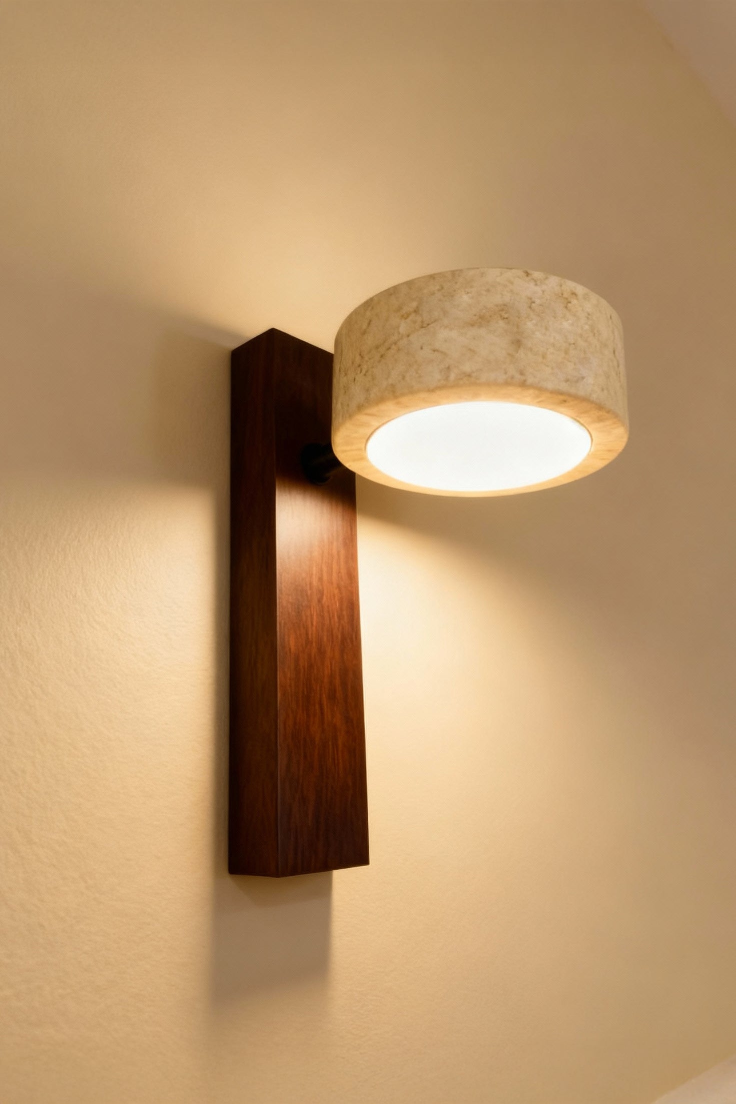 Orbita Wall Light – Modern Round Spotlight with Wooden Wall Mount ...