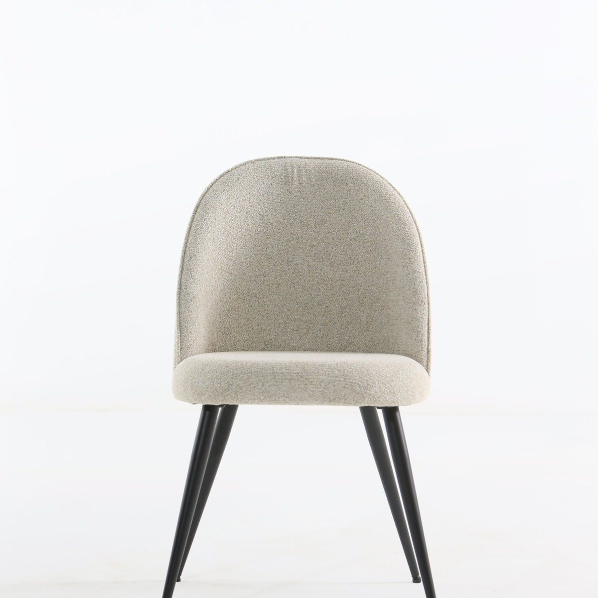 Orlena Greige Dining Chair – Modern Chair with Black Metal Legs – Homekode