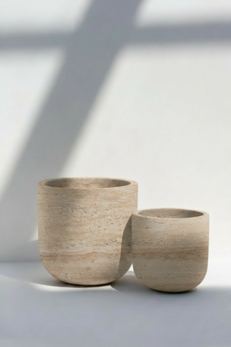 Create a Natural Elevated Look with the Orlia Travertine Concrete Pot ...