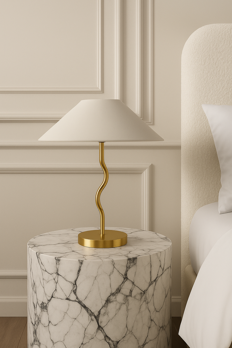 Sinewave Gold Table Lamp – Curved Contemporary Sculptural Lighting ...