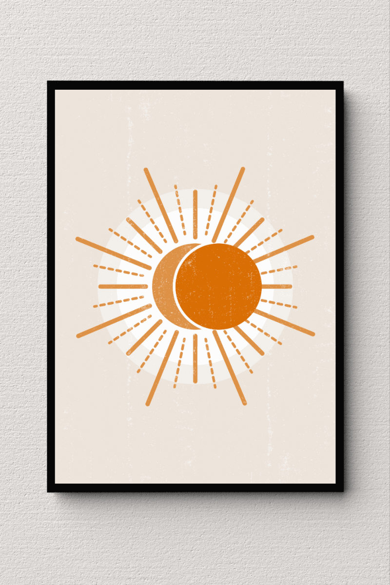 Solar Radiance Wall Art Abstract Sun Earth Tone Canvas Print Decor ...