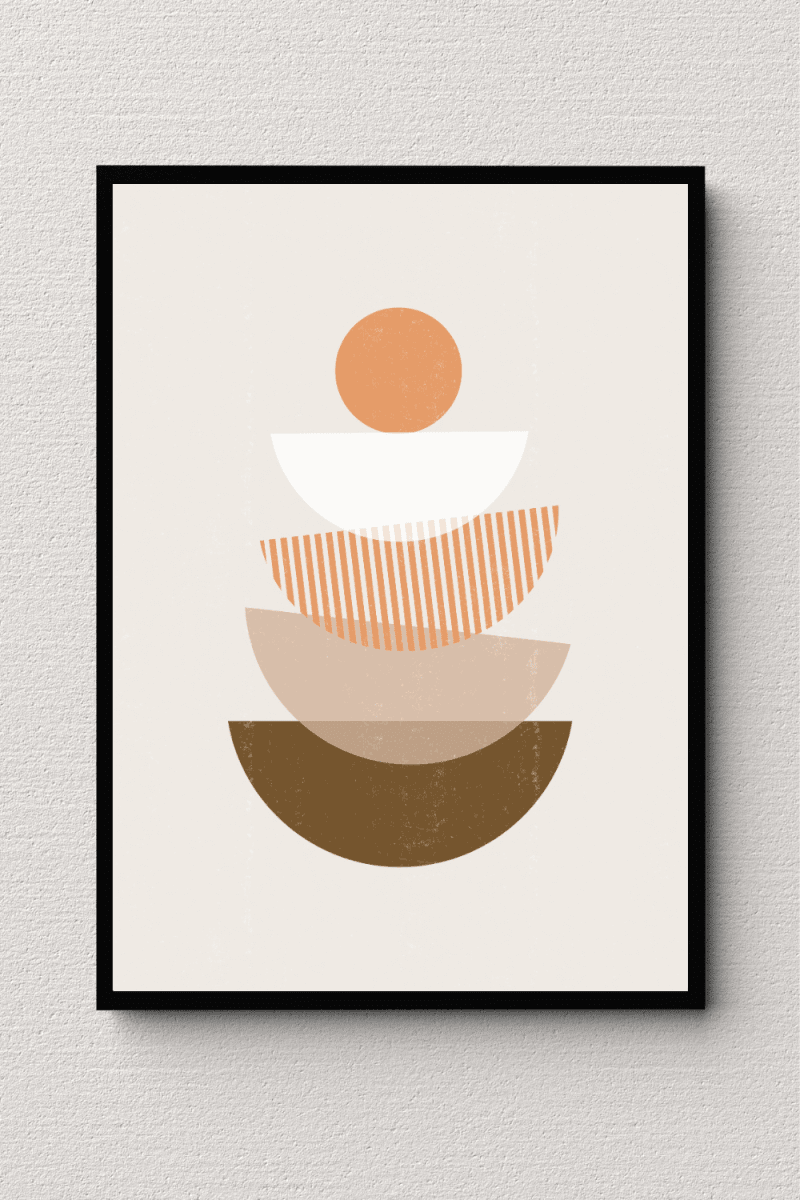 Earthbound Geometry Abstract Wall Art with Earthy Half Moon Forms Style ...