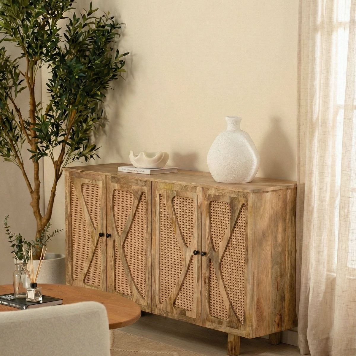 Valmere 4 Door Wooden Sideboard for Elegant Home Storage – Homekode