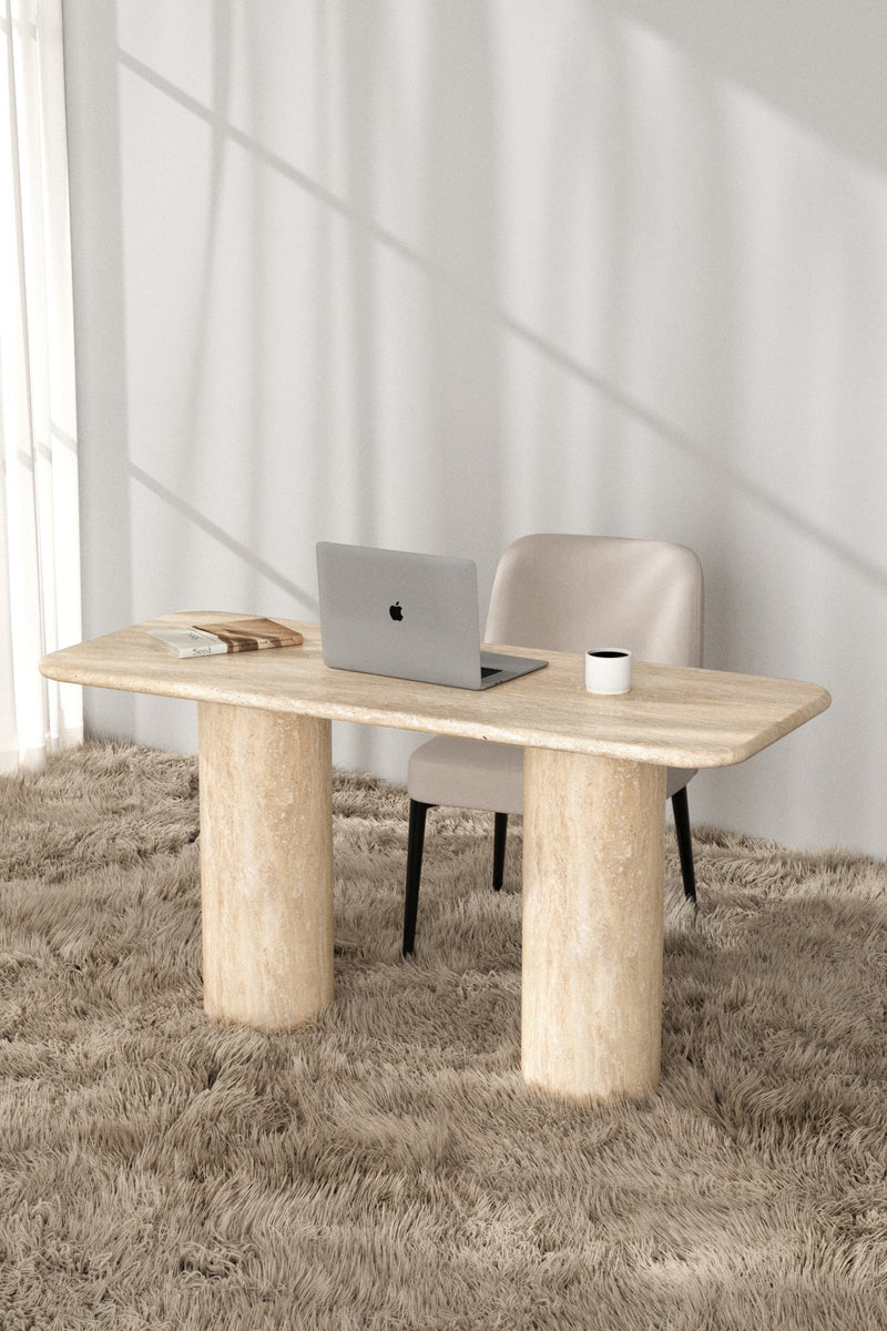 Alara Travertine Desk for Home Office – Minimalist Luxury Stone ...