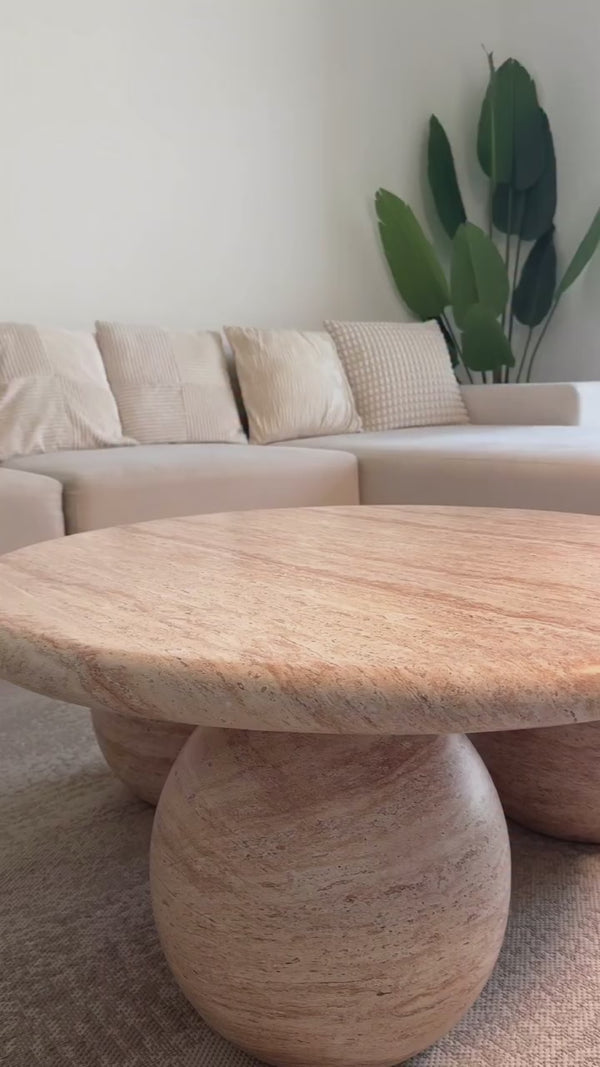 Pallas Travertine Finish Concrete Coffee Table – Minimalist Stone ...
