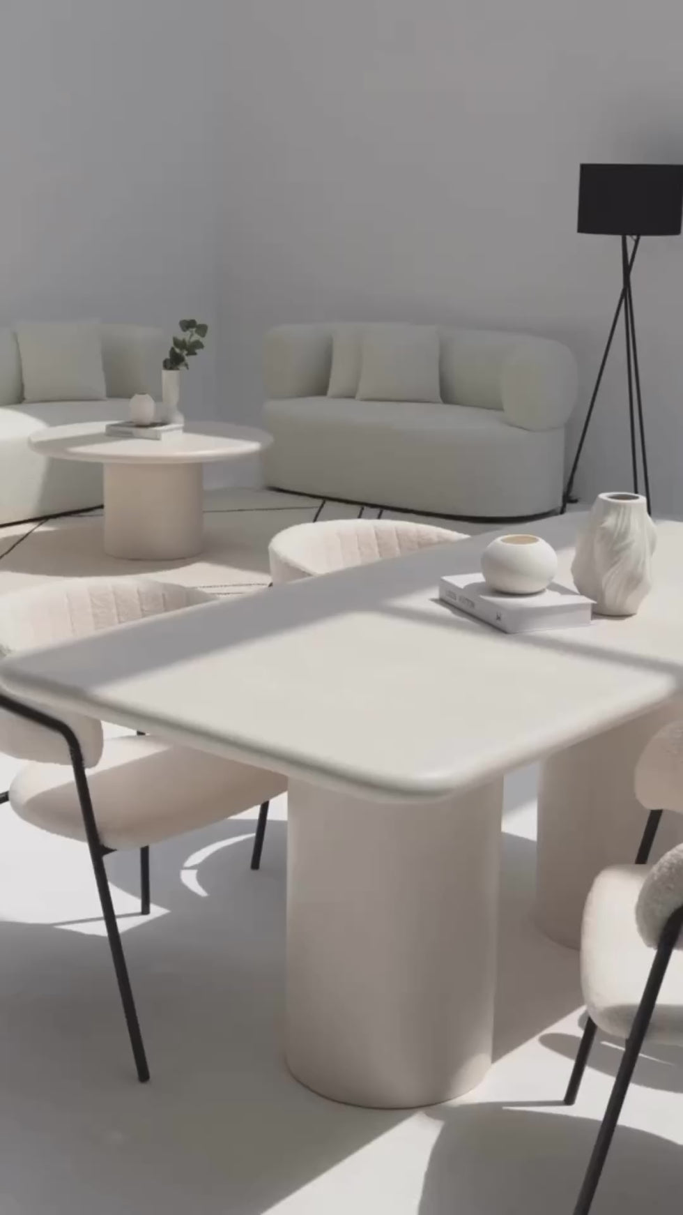 Alara Off White Microconcrete Dining Table – Minimal Contemporary ...