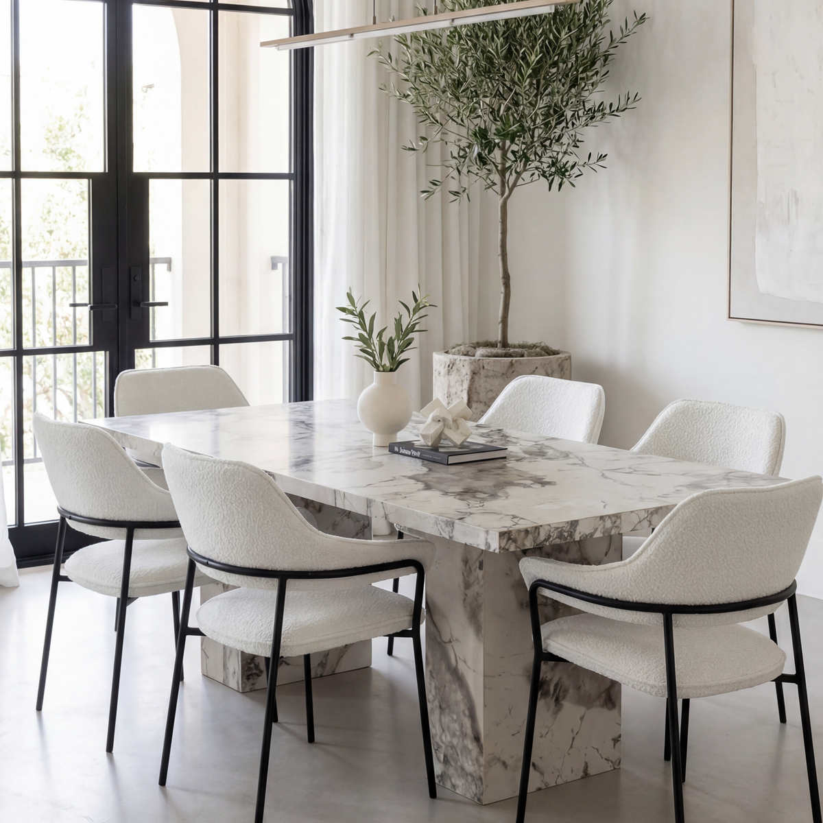 Avencia Blue Jeans Porcelain Dining Table – Modern Marble Look – Homekode