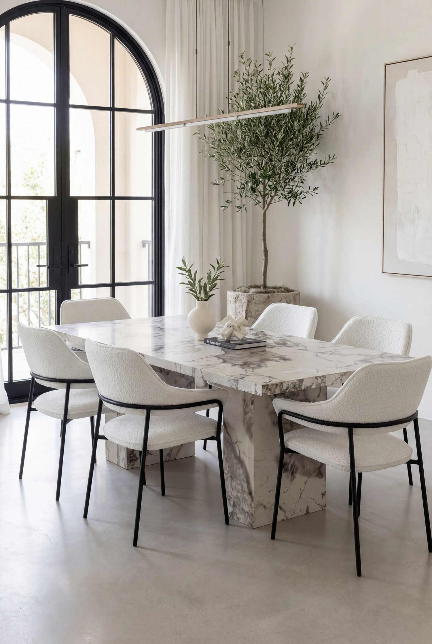 Avencia Blue Jeans Porcelain Dining Table – Modern Marble Look – Homekode