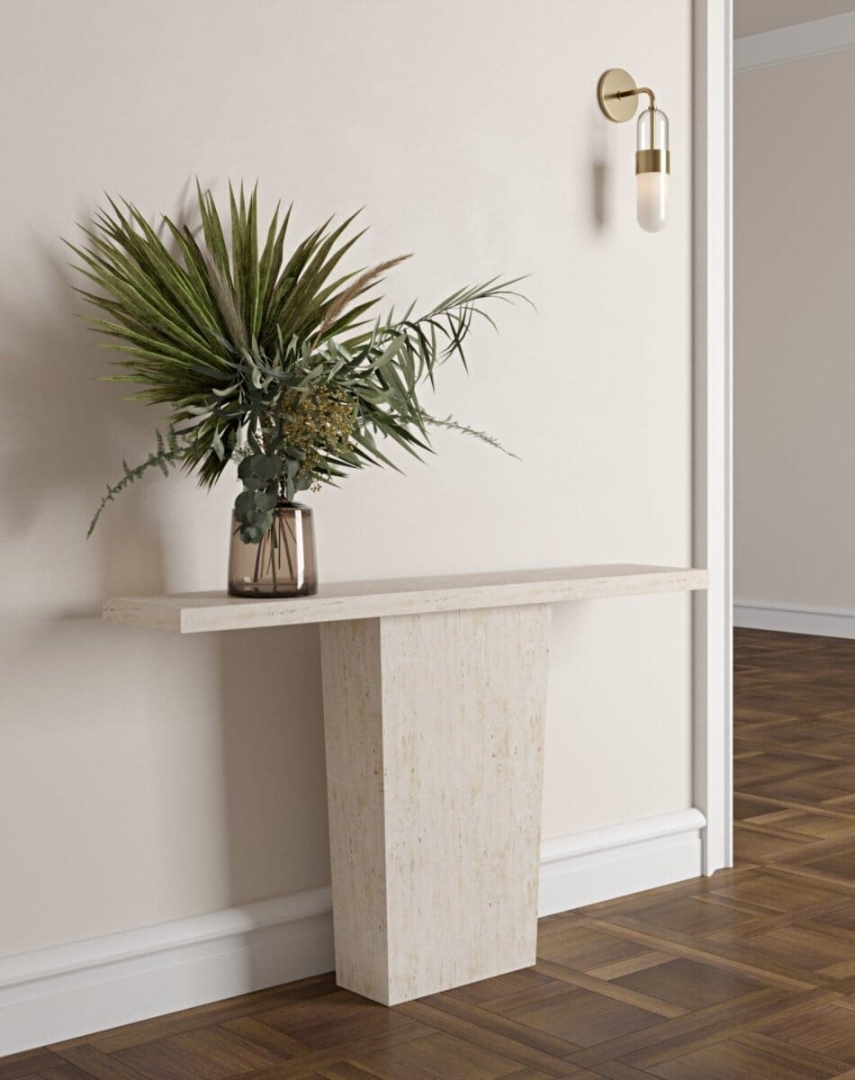 Sydney Console - Travertine White Table - Homekode