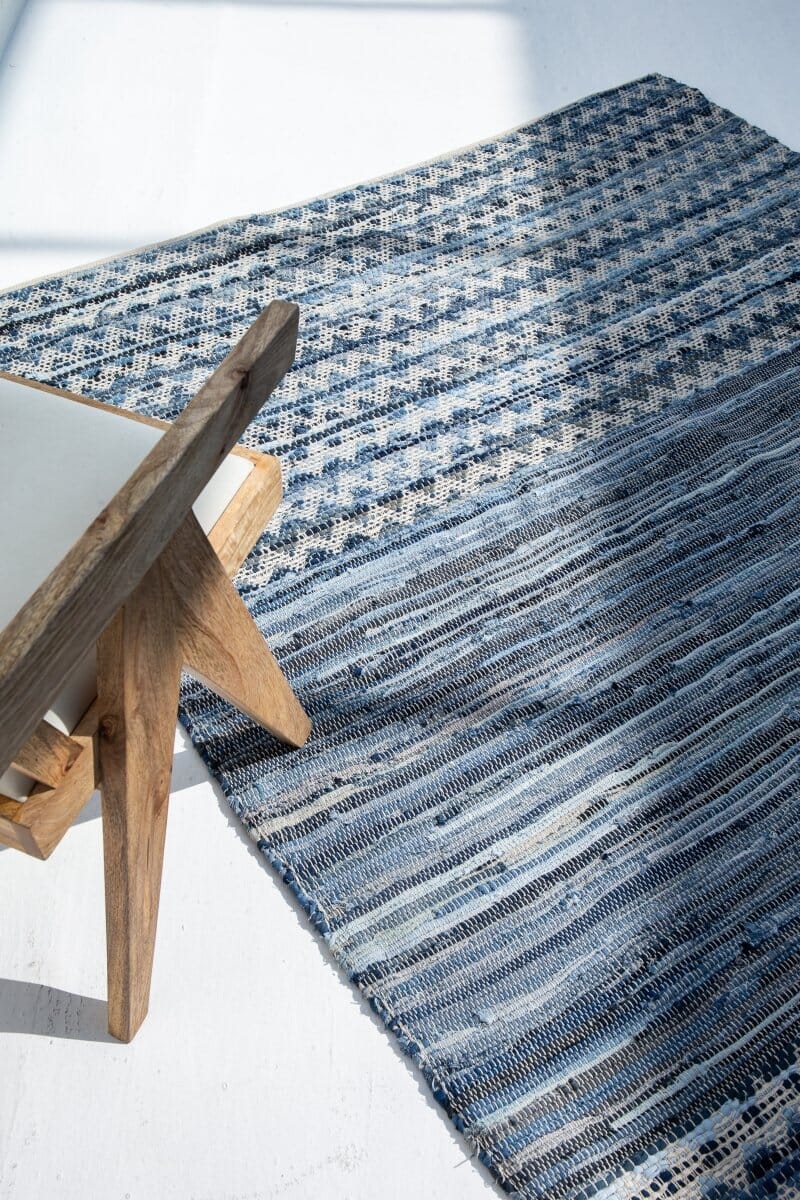 Azure Zigzag - Blue Woven Rug (5 Sizes) - Homekode