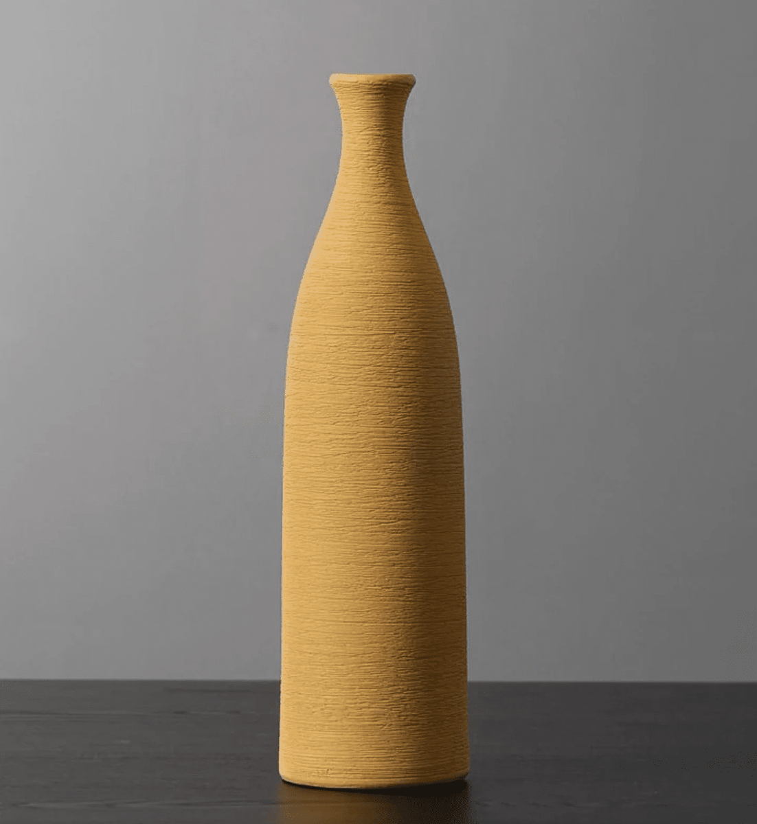 Mustard Ceramic Long Vase for Modern and Classic Home Decor Art Accent ...